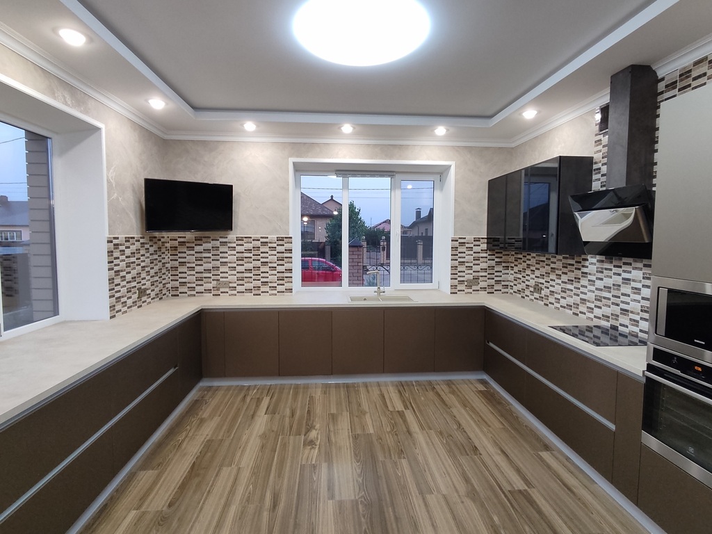 Кухня на заказ п-образная цвет AGT 3007 MAT GALAKSI DORE от компании ...