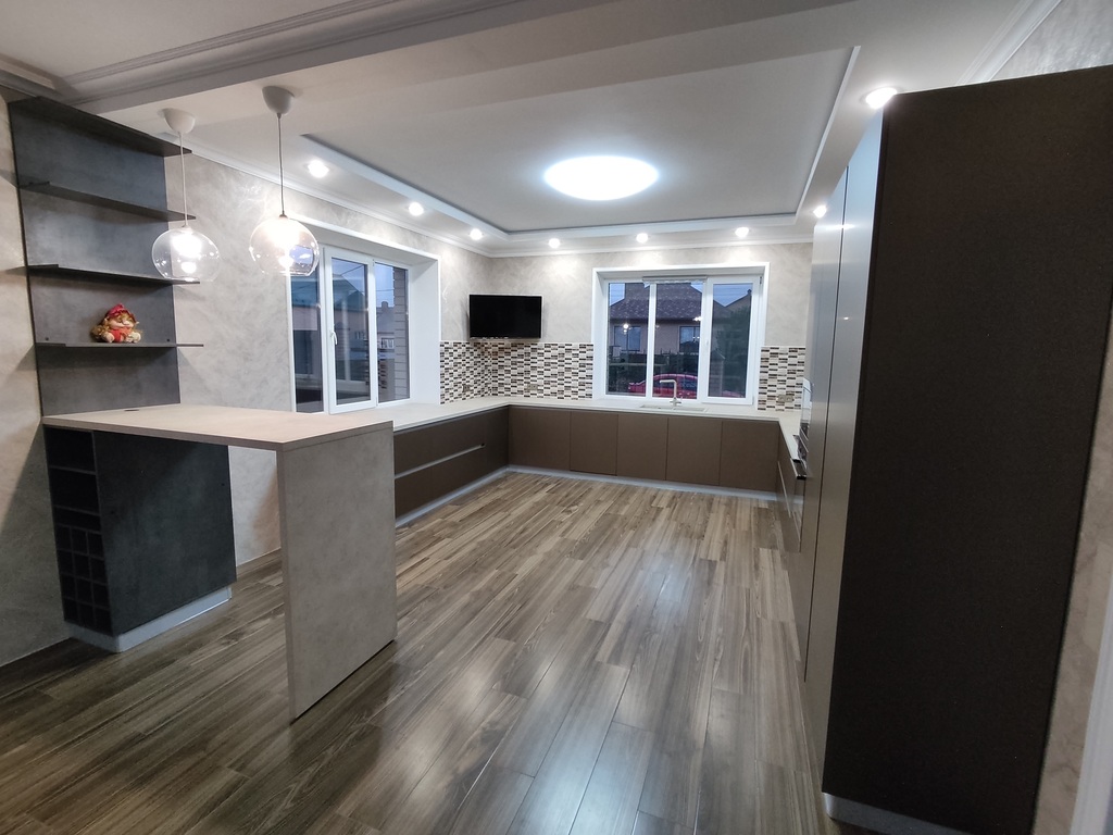 Кухня на заказ п-образная цвет AGT 3007 MAT GALAKSI DORE от компании ...